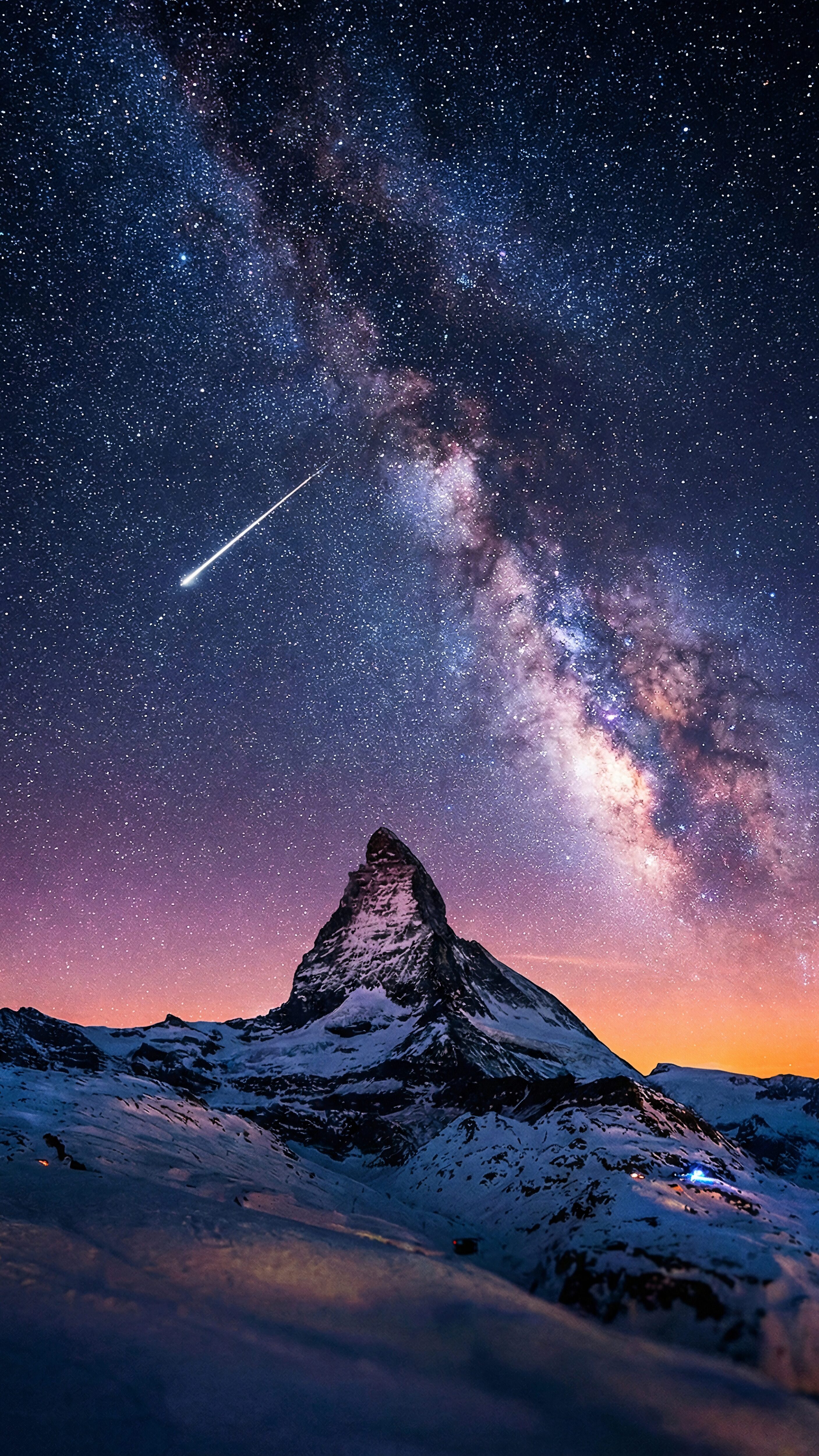 Cosmic Winter Mountain Starry Sky: 4K AMOLED Phone Background - 4k ...