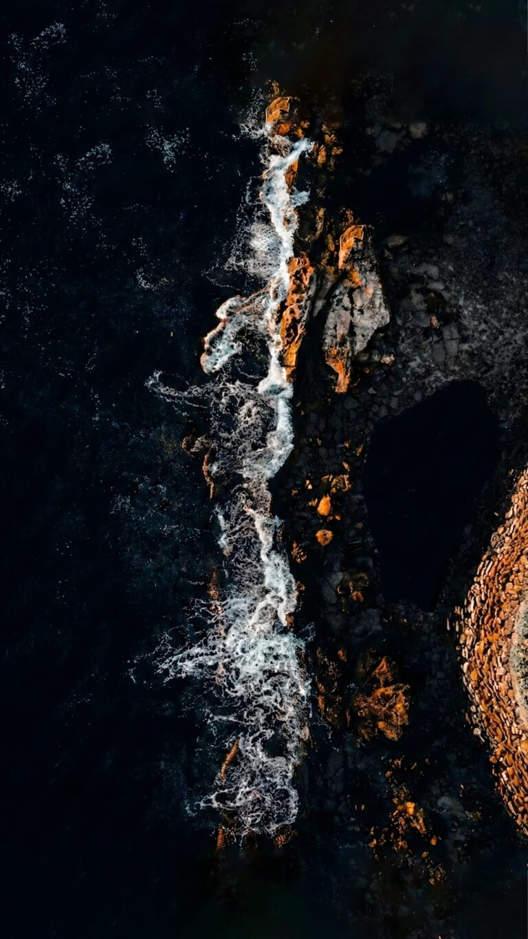 Dark Aerial Ocean Cliffs: 4K AMOLED Phone Background - 4k Mobile Wallpapers