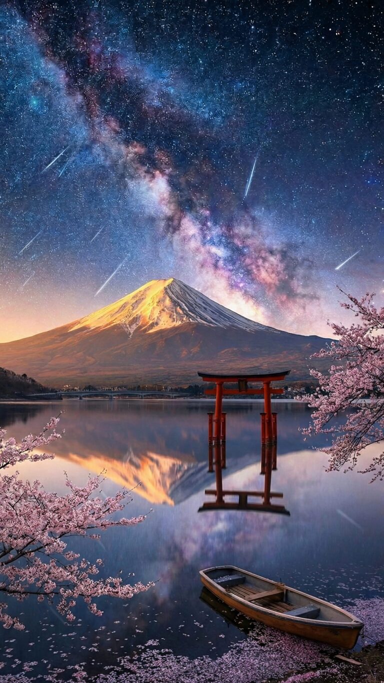 Mount Fuji Milky Way Starry Sky: 4K AMOLED Phone Background - 4k Mobile ...