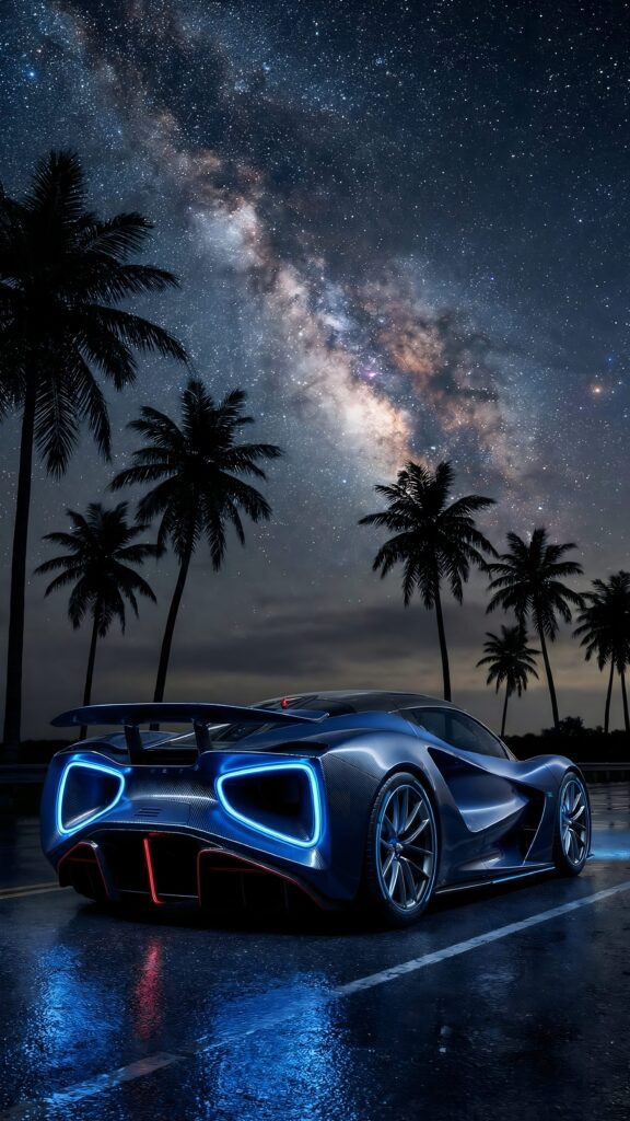 Blue Supercar Starry Night: 4K Cinematic AMOLED Wallpaper - 4k Mobile ...