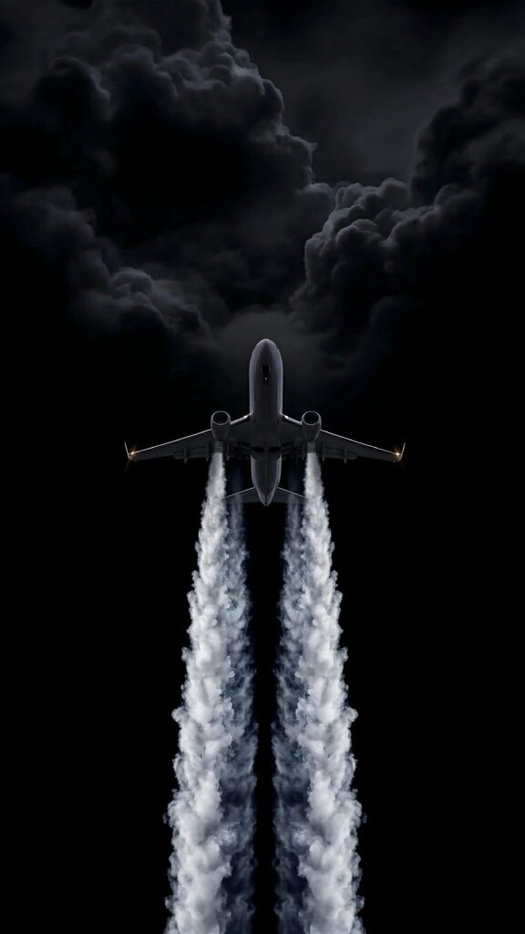 Dark Airplane with Contrails - High Resolution Aviation Background - 4k ...