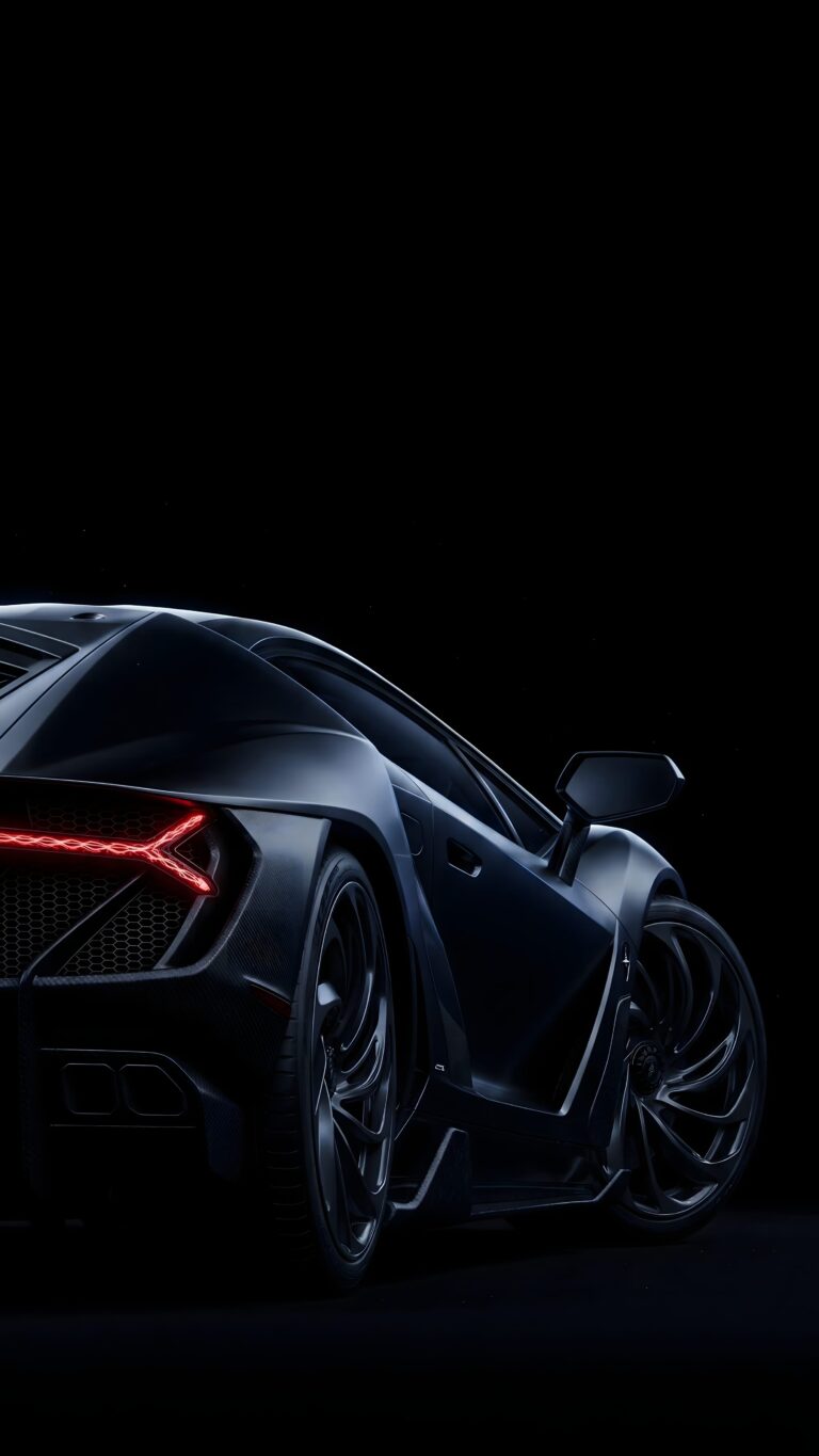 Stealth Dark Hypercar with Red Taillights - AMOLED Mobile Background ...